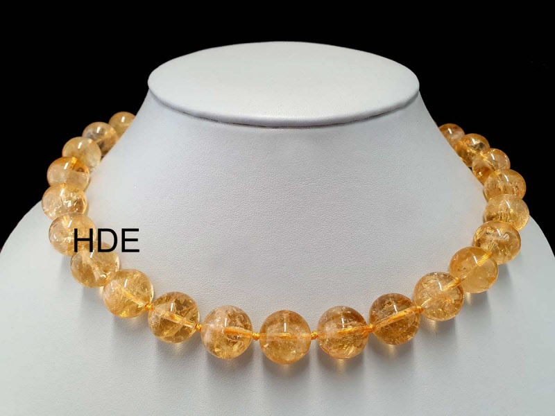 Citrin Halskette Kugeln ca 14 mm AA, ca 50 cm lang