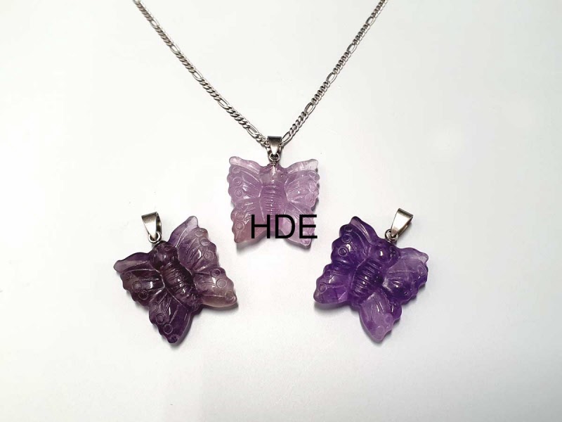 Amethyst Anhänger Schmetterling ca 20 x 20 mm Edelstahl Öse