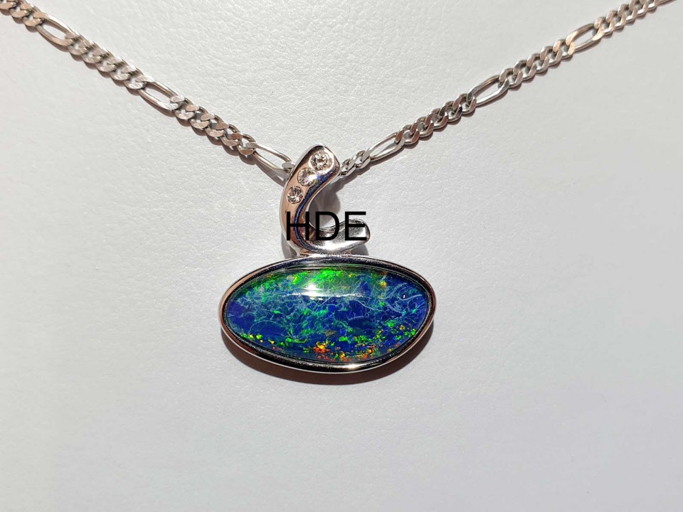 Opal Anhänger Triplette ca 20 x 20 mm 925 Silber mit Zirkonia